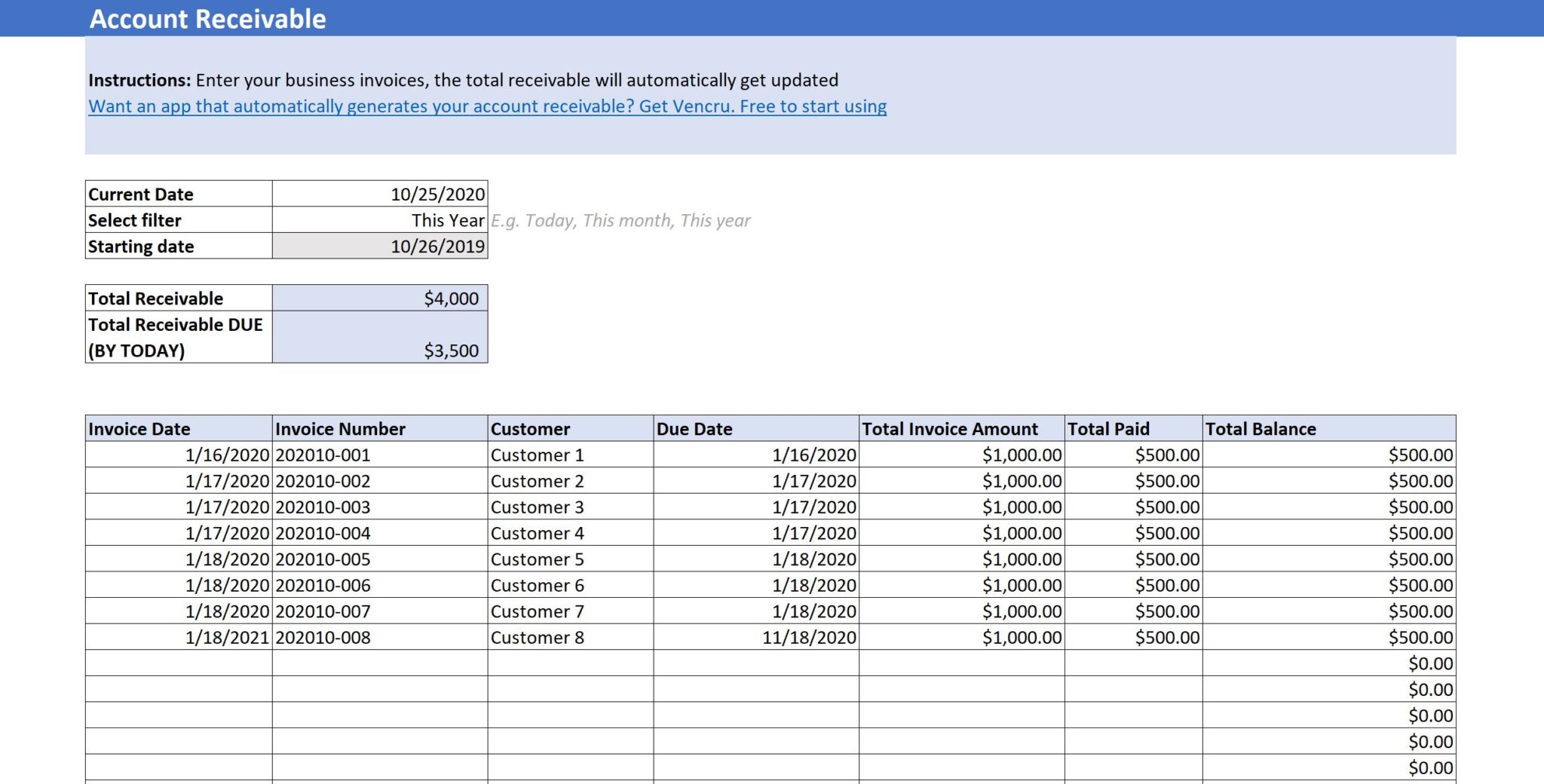 Free excel accounting templates and bookkeeping spreadsheet | Vencru