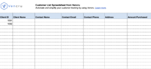 Business Client List Template - Vencru