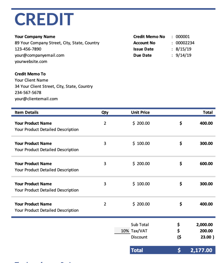 Free Credit Memo Template: Simplify Refunds and Returns - Vencru