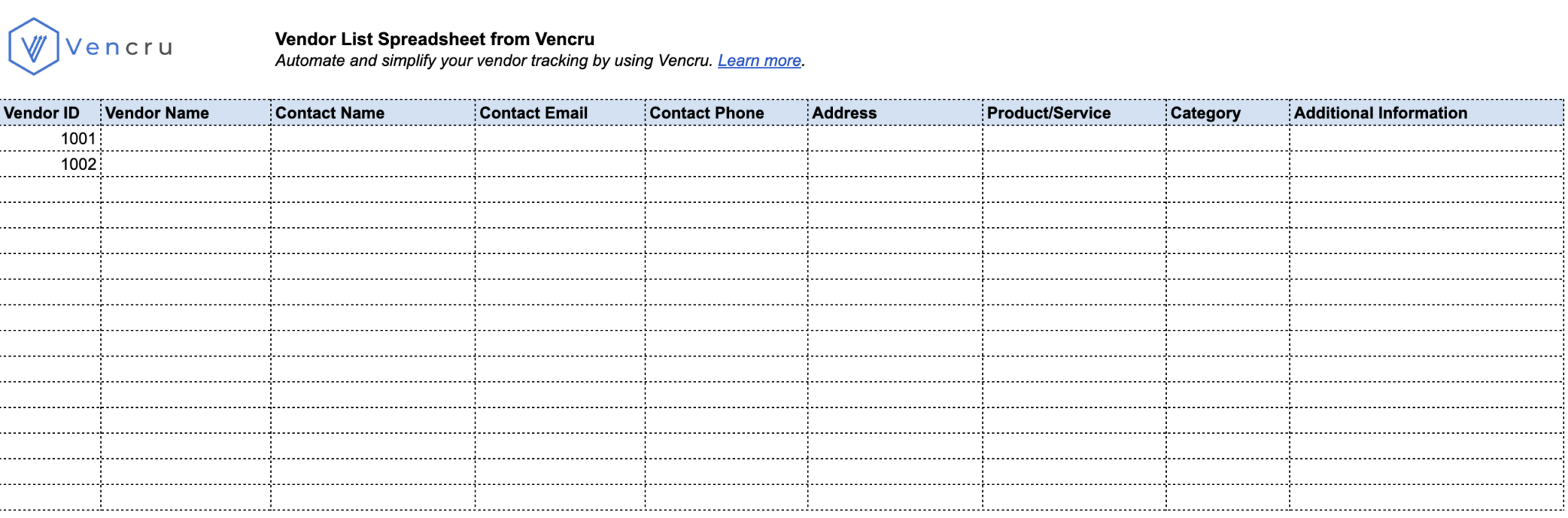 Vendor list template in excel: Manage suppliers easier - Vencru Vendor list template in excel: Manage suppliers easier - Vencru